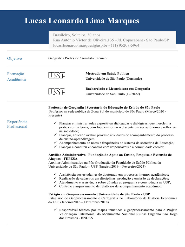 CV_LUCAS | PDF | São Paulo | Geografia