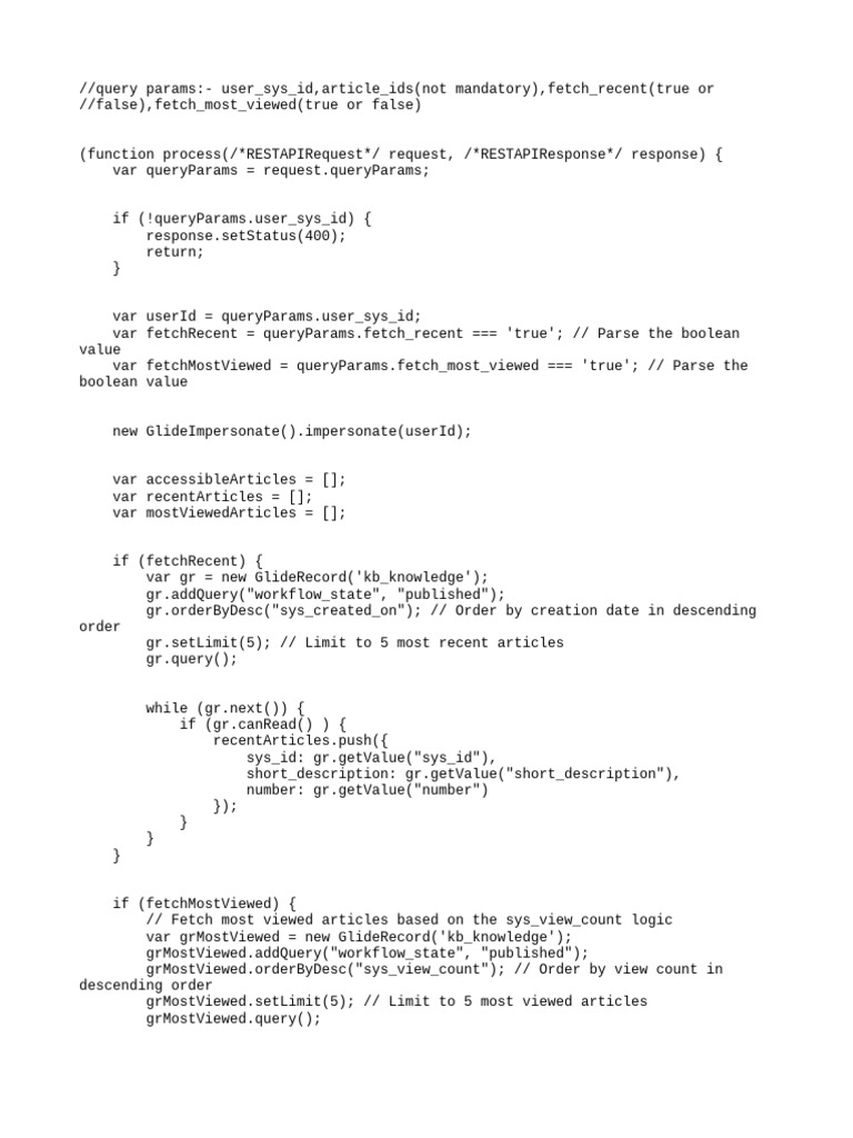 ServiceNow Scipted APi For Knowledge Articles | PDF | Boolean Data Type | Mathematical Logic