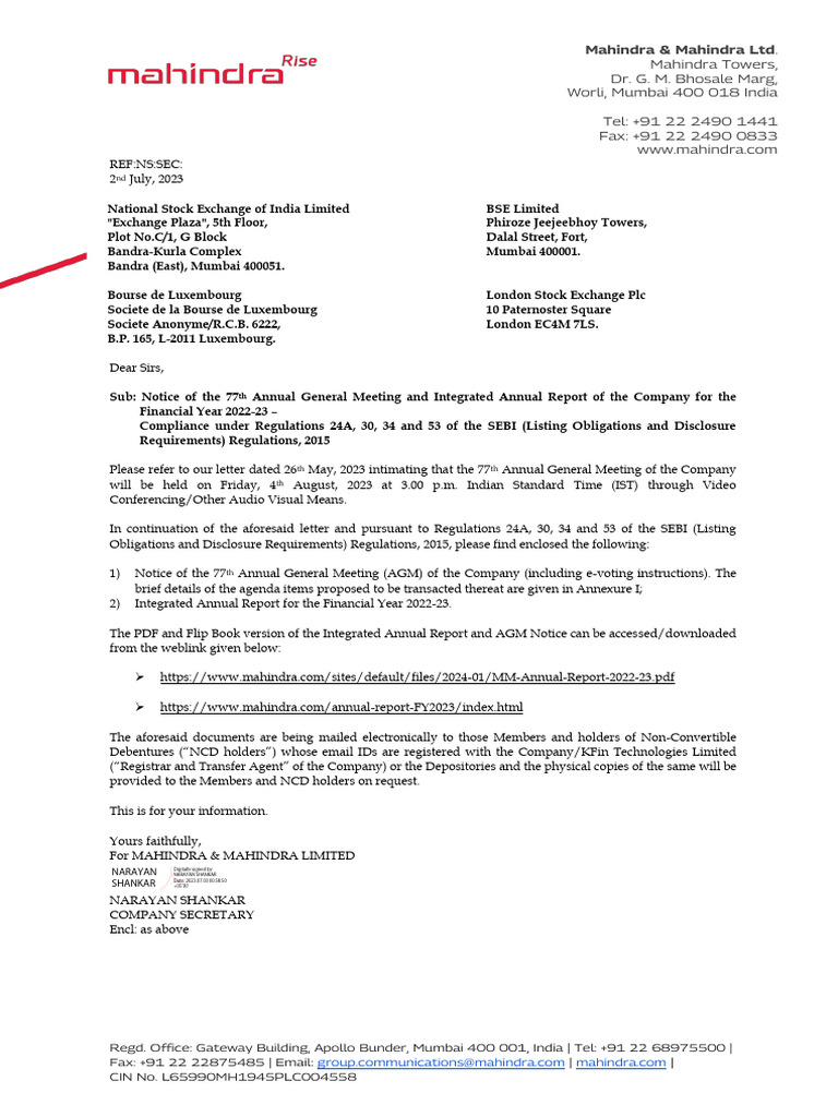 Mahindra | PDF | Board Of Directors | Audit