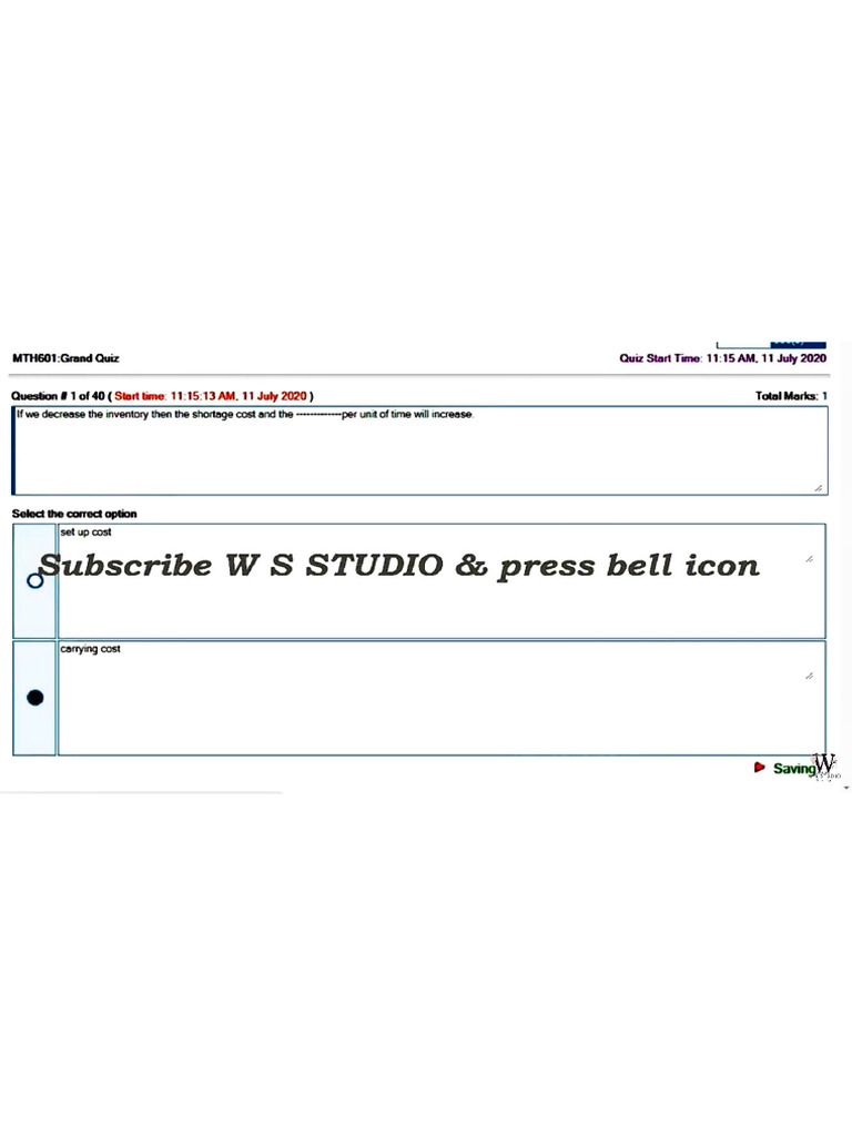 Grand Quiz MTH601 Spring 2020 | PDF