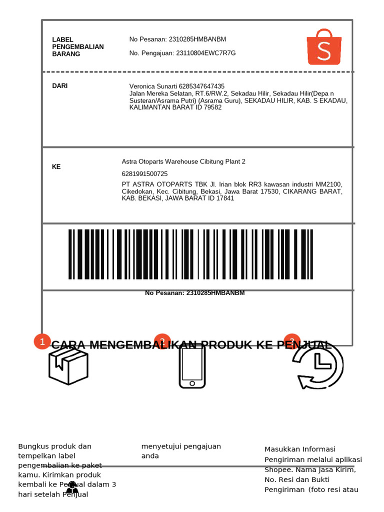 Panduan Pengembalian Barang Shopee | PDF