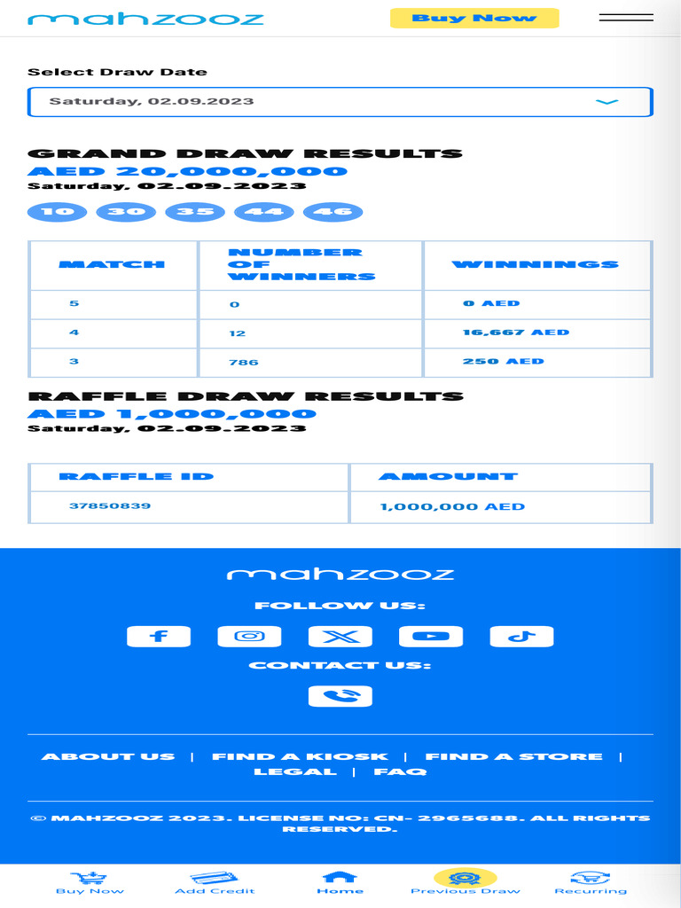 Previous Draw Results Mahzooz | PDF