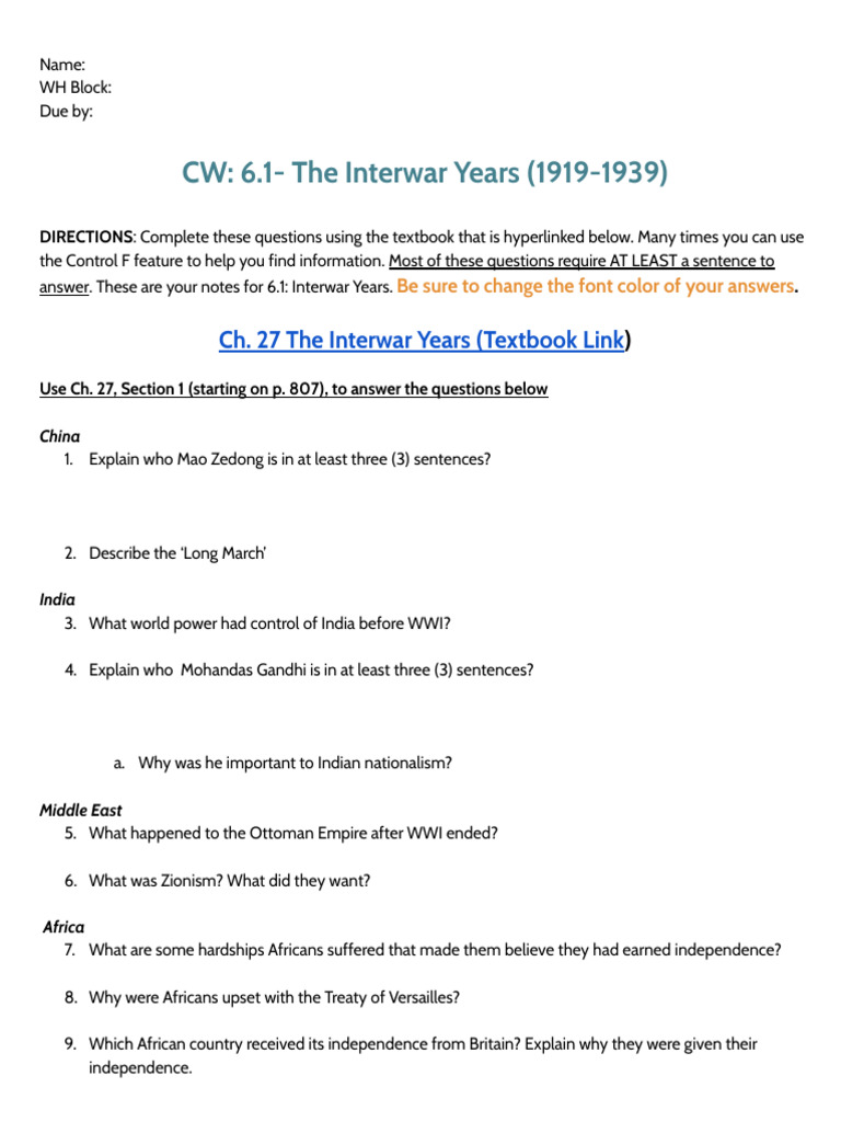 CW - 6.1 - Interwar Years Book Review (MacKenzie) | PDF