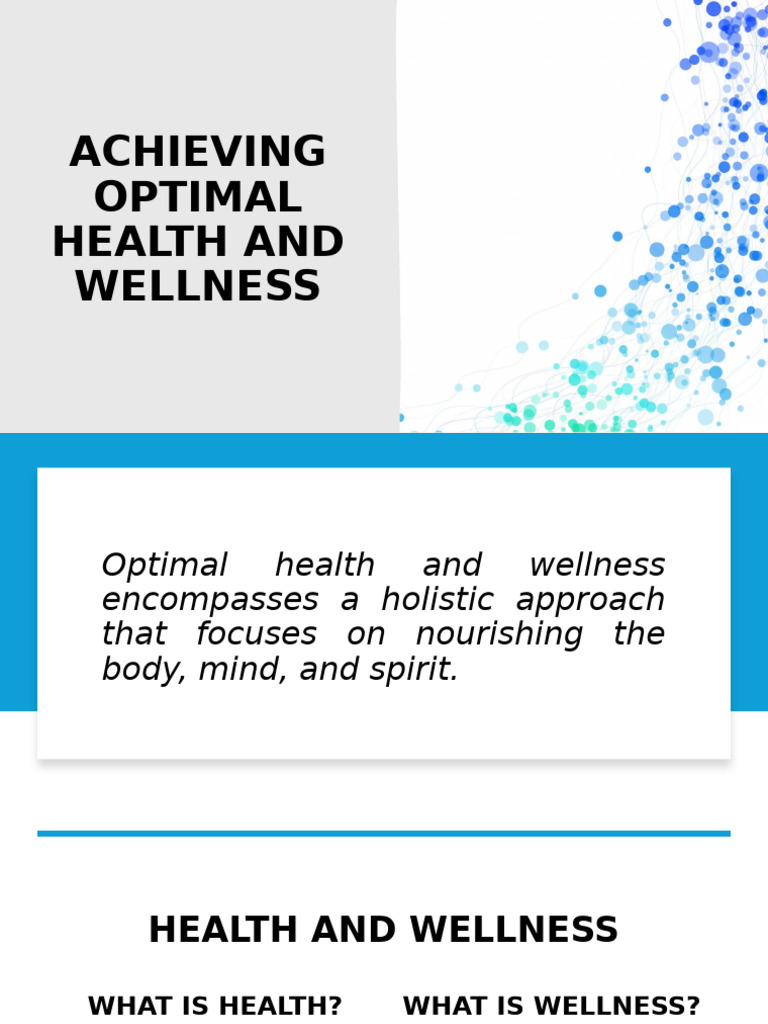 Achieving Optimal Health And Wellness Pdf
