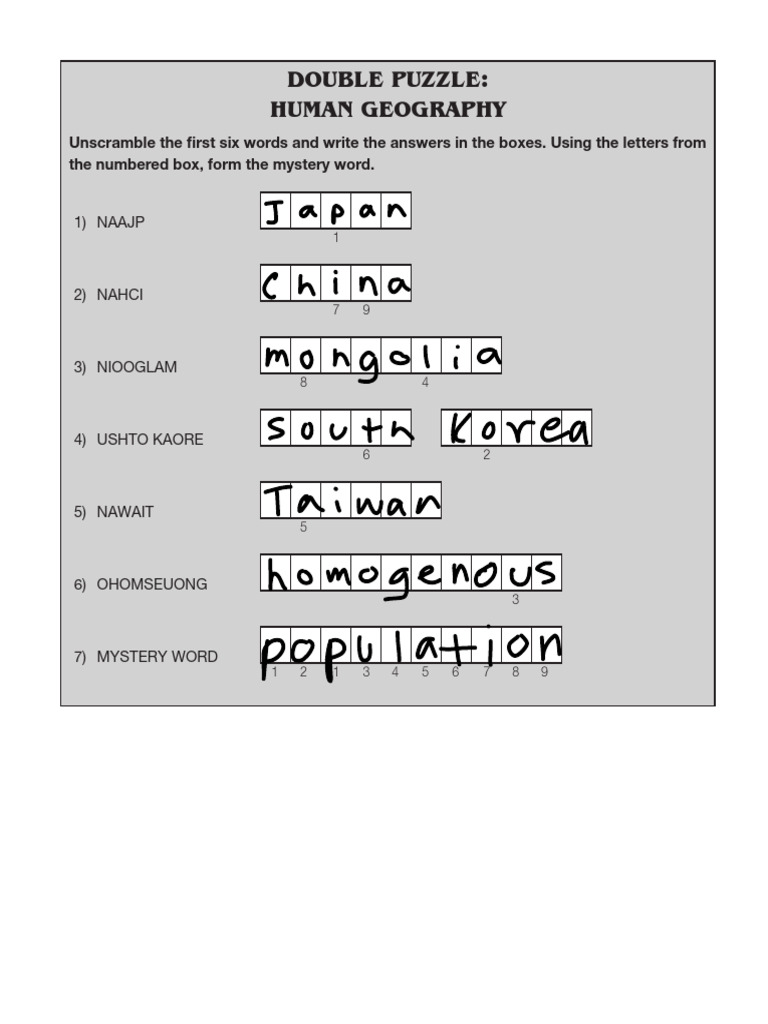 Human Geography Double Puzzle | PDF