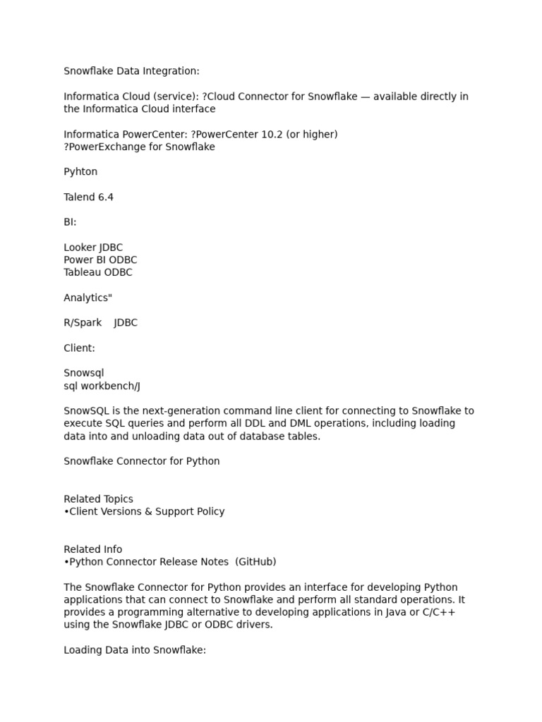 Snowflake Data Integration | PDF