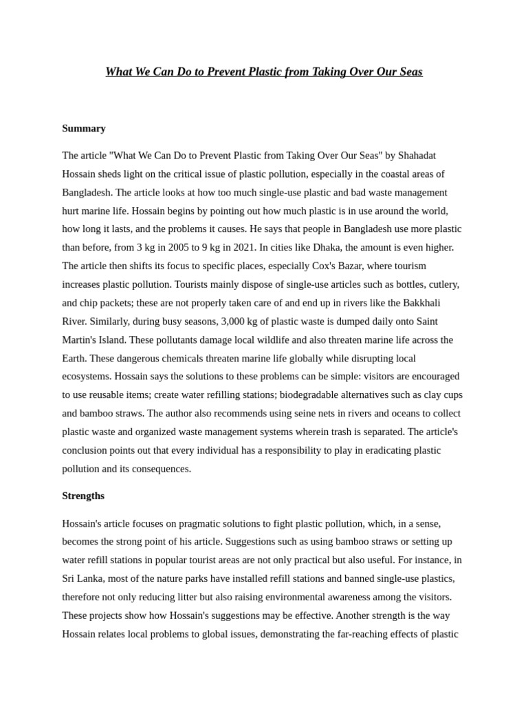 Ahnaf Kabir - Article Review | PDF | Plastic | Pollution