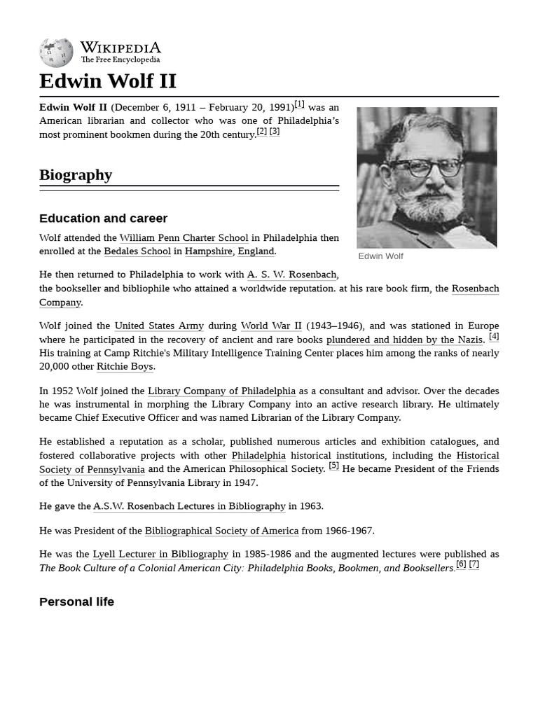 Edwin_Wolf_II | PDF | Books