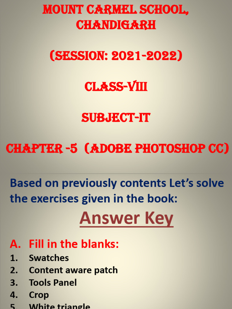 Cl-8 IT L-5 (Adobe Photoshop CC Ans - Key) | PDF