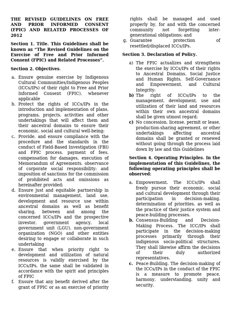 The Revised Guidelines On Free and Prior Informed Consent | PDF ...