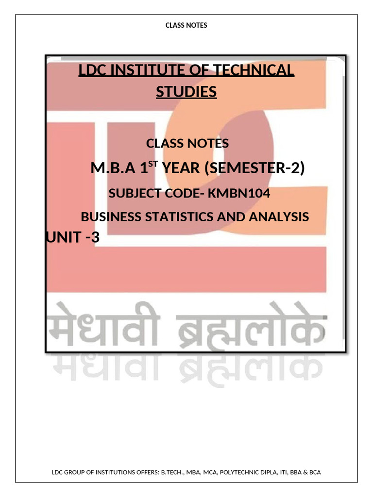 BS UNIT-3 (1) | PDF | Spearman's Rank Correlation Coefficient | Multivariate Statistics