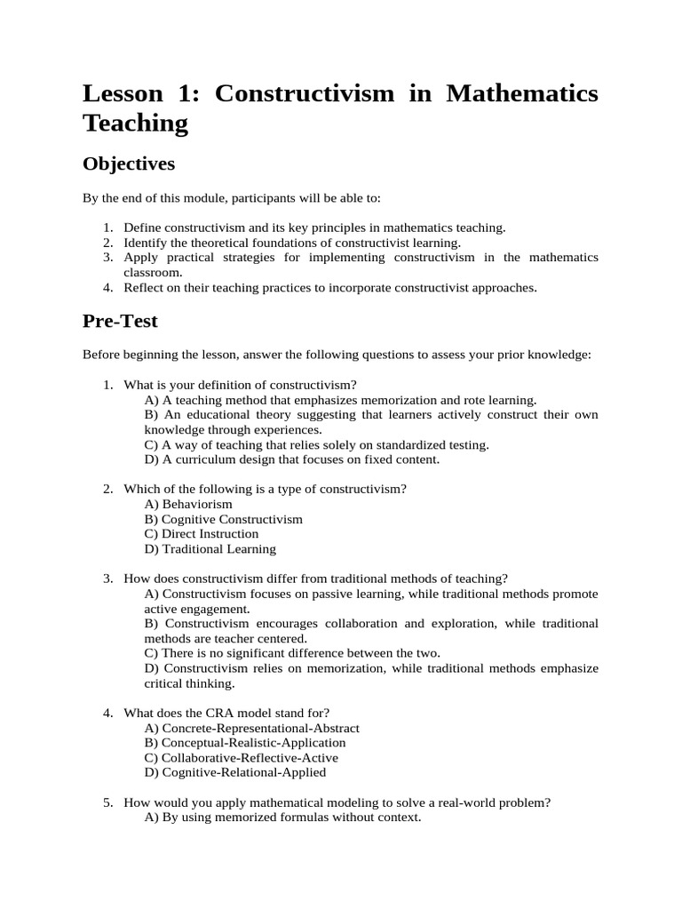 MODULE-IN-TEACHING-MATH | PDF | Constructivism (Philosophy Of Education ...