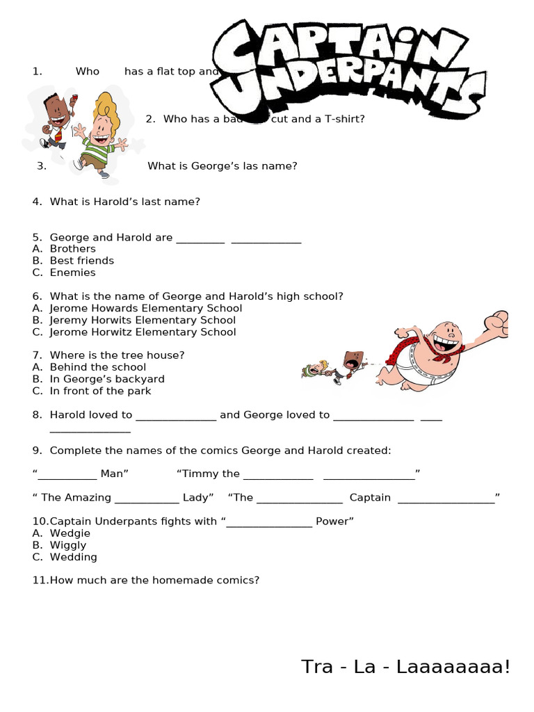 Captain Underpants Quiz Questions | PDF