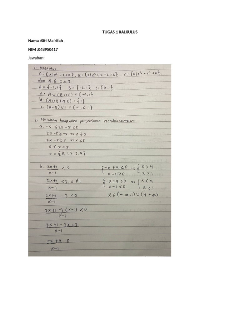 Tugas 1 Kalkulus | PDF