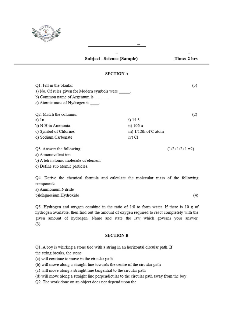 Sample 9th Ut2 | PDF | Buoyancy | Hydrogen