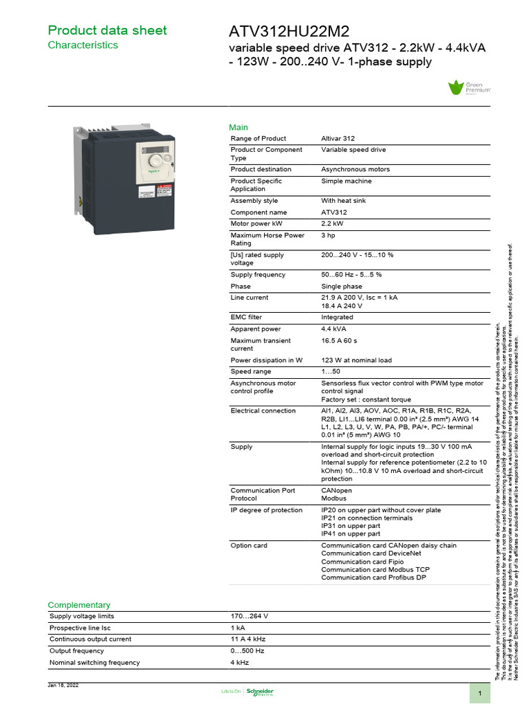 Altivar 312 ATV312HU22M2 Document-1559386 | PDF | Electric Motor ...