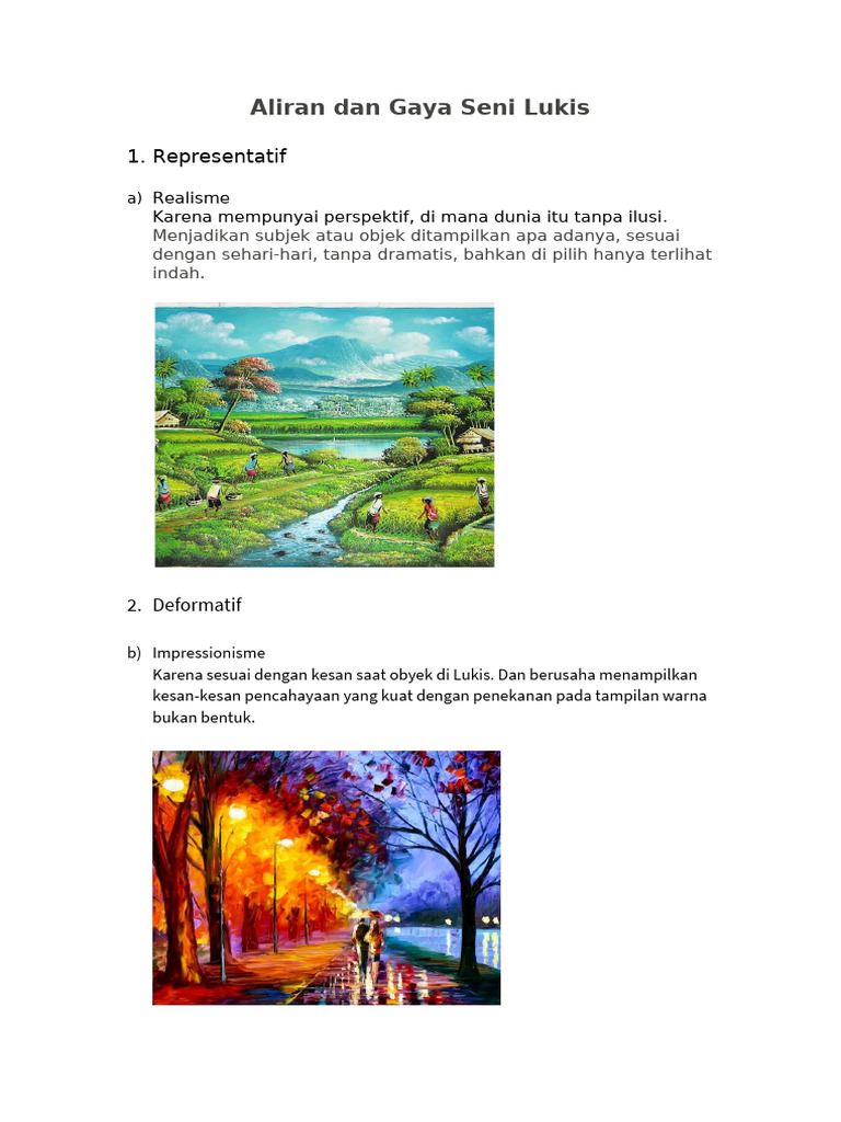 Aliran dan Gaya Seni Lukis | PDF