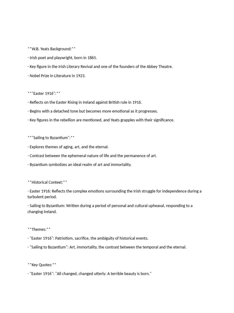 Yeats Gpt | PDF | W. B. Yeats | Irish Poetry