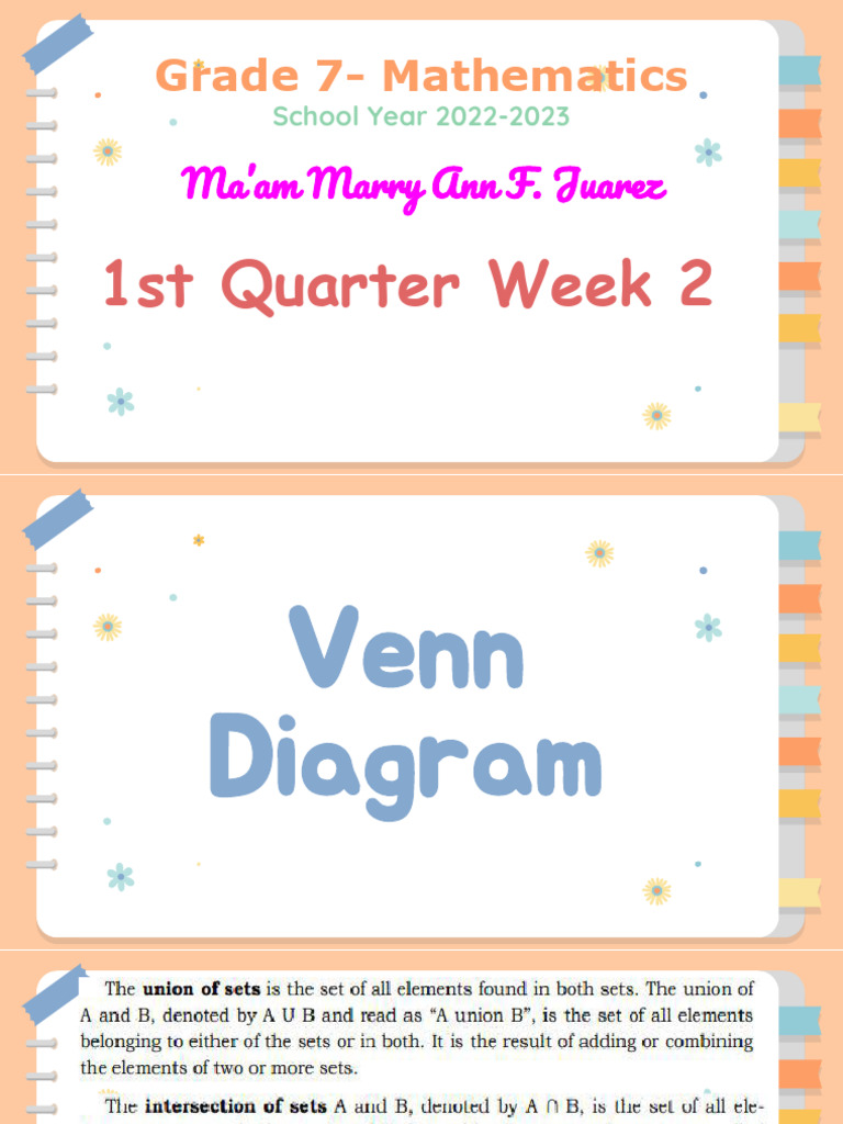 WEEK 2 Venn-Diagram Math 8 | PDF