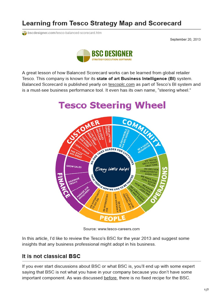 Tesco's Balanced Scorecard Insights | PDF | Business | Strategic Management