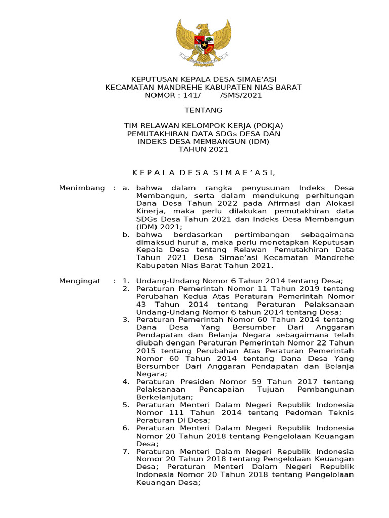 SK TIM POKJA SDGs & IDM | PDF