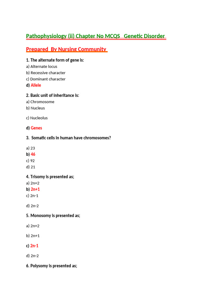 Pathophysiology WPS Office | PDF | Dominance (Genetics) | Cell Nucleus