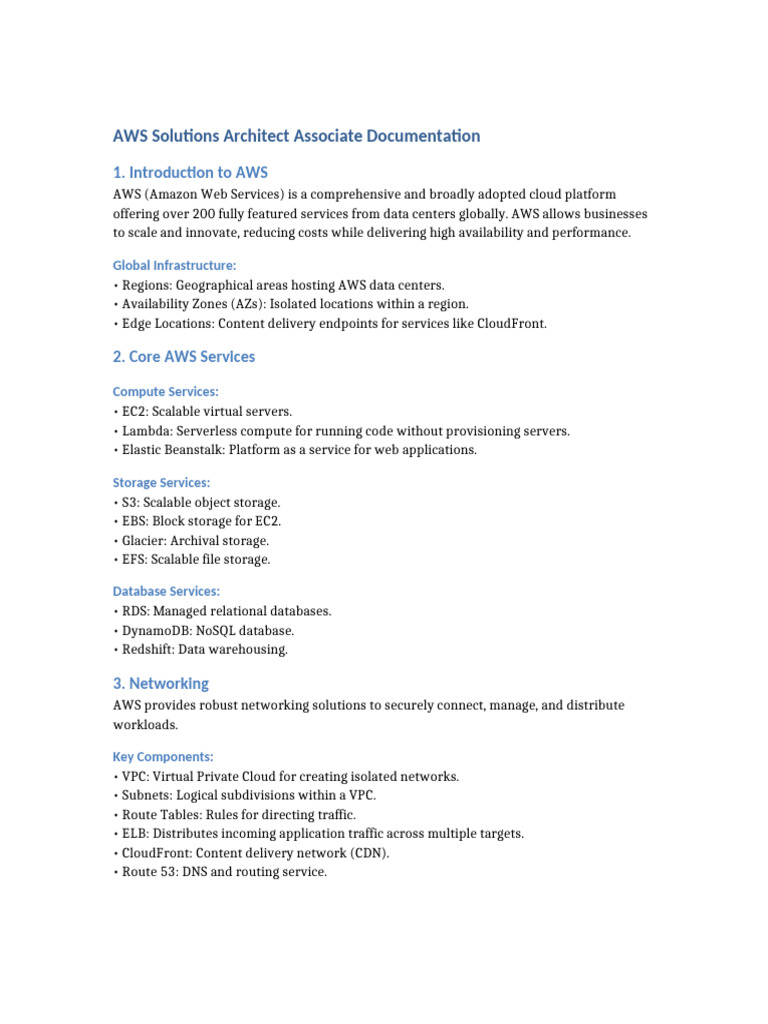 AWS Solutions Architect Associate Documentation | PDF | Amazon Web ...