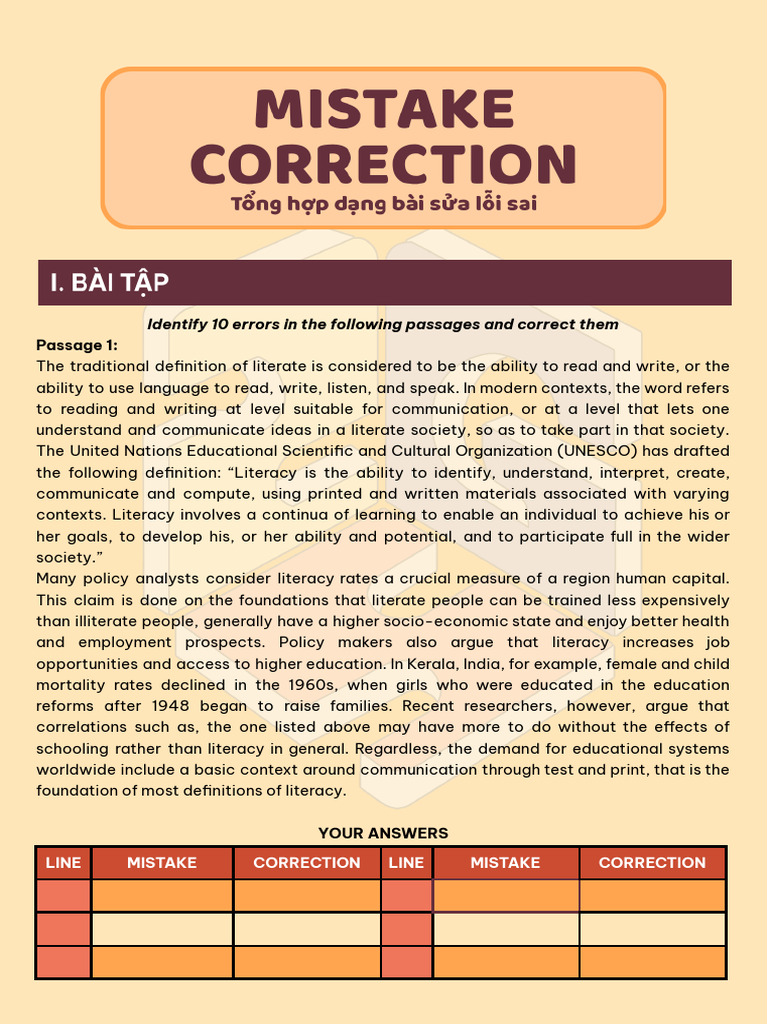 (2SG Gen 4) T NG H P Mistake Correction | PDF | Literacy