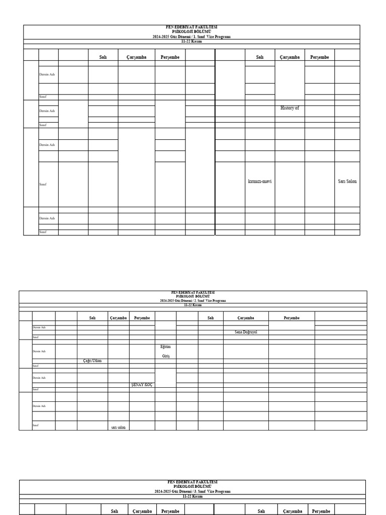 Psy 24-25 Guz Ara Sinav Programi Guncel | PDF