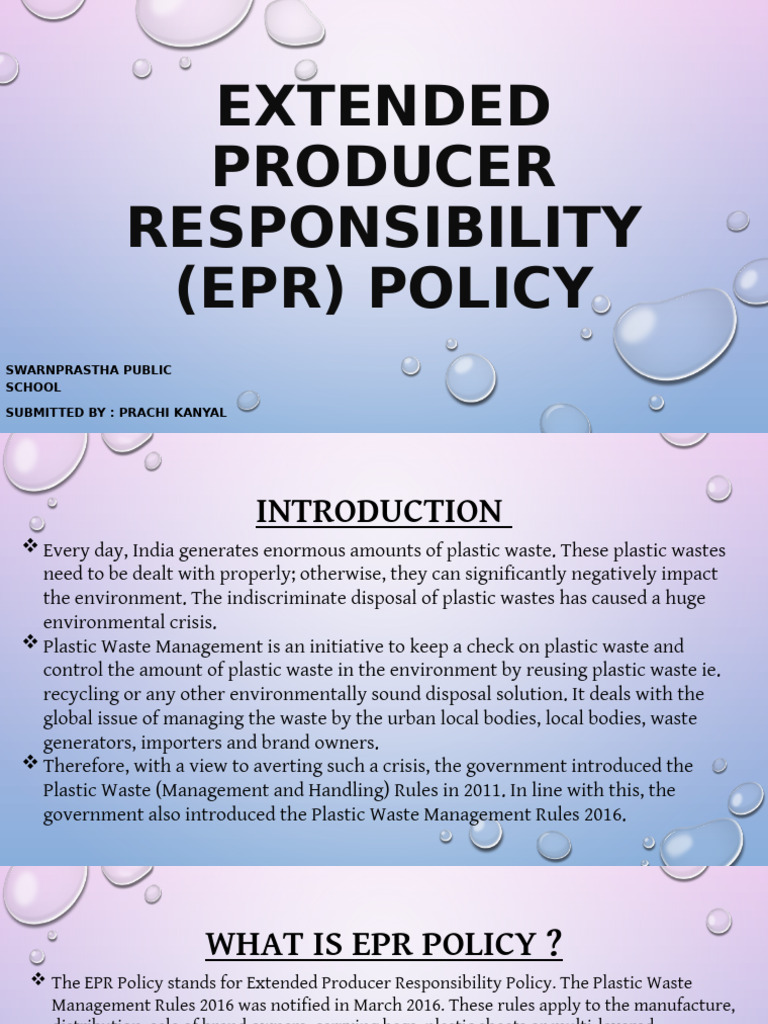 Epr Policy (Prachi Kanyal Xii-A) | PDF | Recycling | Waste