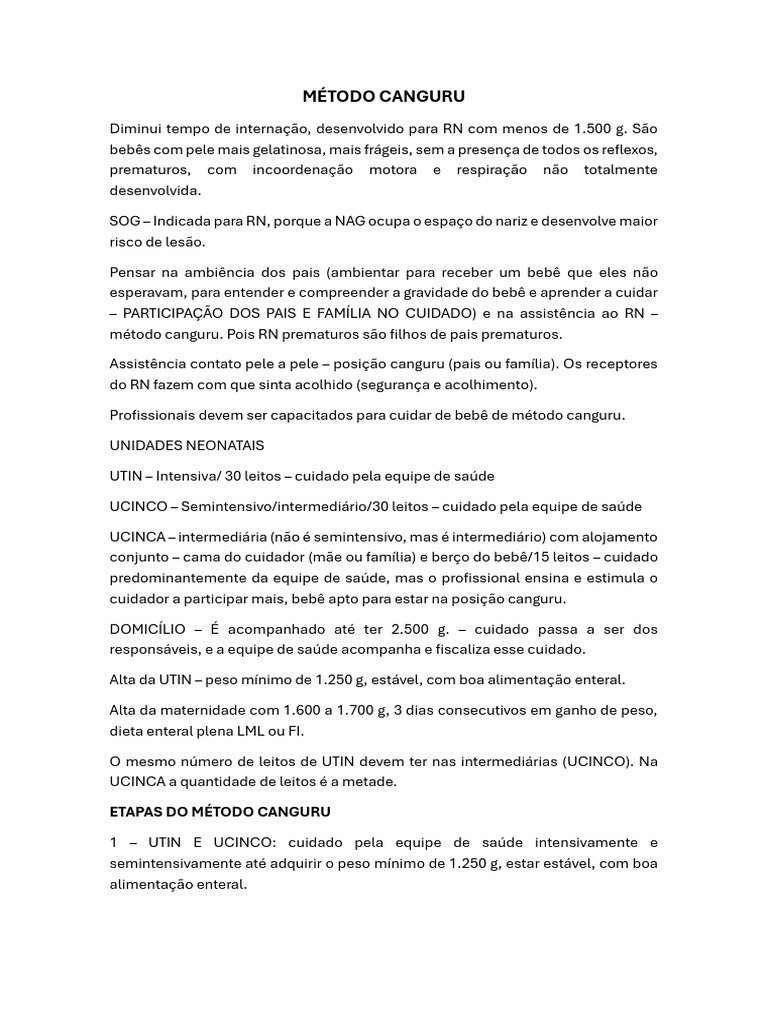 MÉTODO CANGURU ESTUDO ROB | PDF | Dor