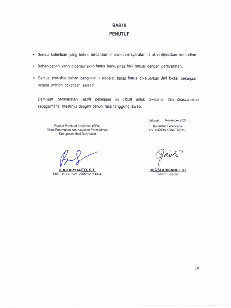 RKS Kelurahan Babat | PDF