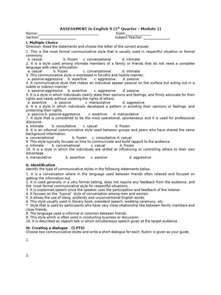 Assessment_Communicative-Style_Conditionals | PDF | Communication ...