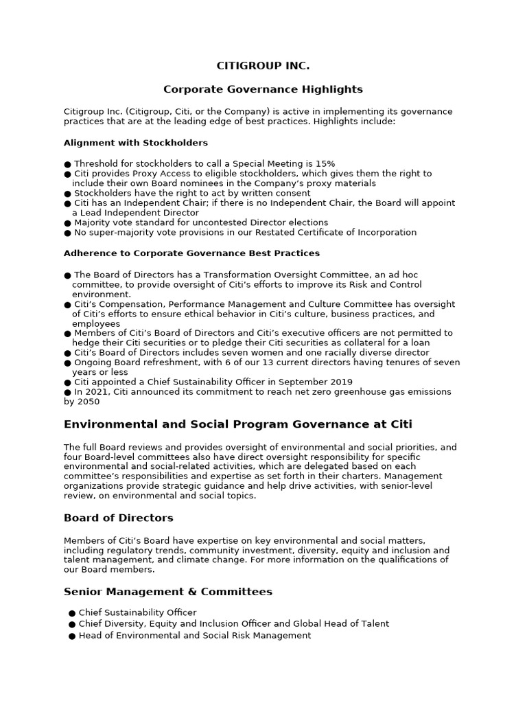 Citi Group_MSC | PDF | Citigroup | Business