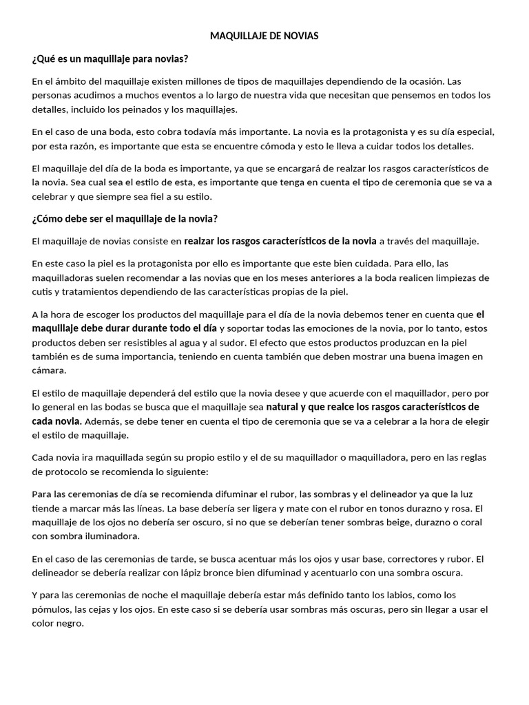 Maquillaje de Novias | PDF | Productos cosméticos