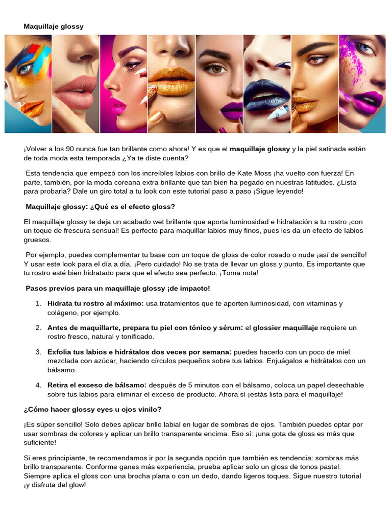Tutorial Maquillaje Glossy Paso a Paso | PDF | Productos cosméticos