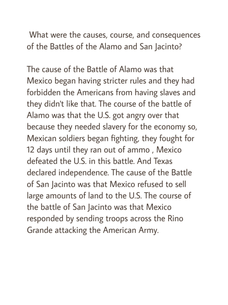 Causes and Consequences of Alamo and San Jacinto | PDF