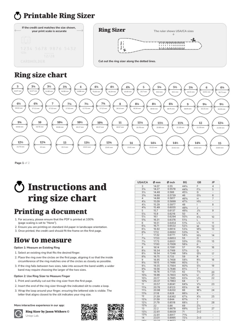 Printable Ring Sizer MM | PDF