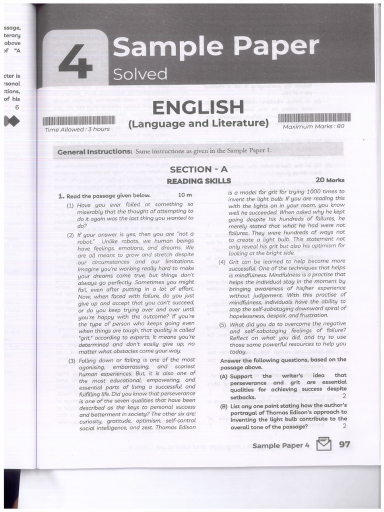 Sample Paper 4 | PDF