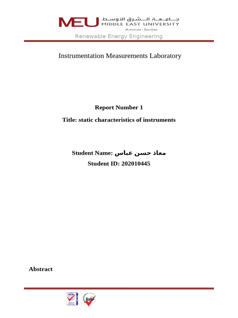 Instrumentation Measurment Lab Report | PDF | Resistor | Electrical ...