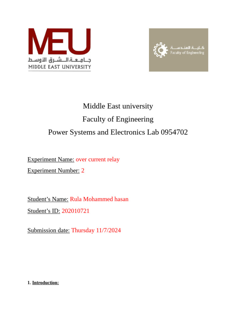 Power Syst Lab 2 | PDF | Relay | Power Engineering