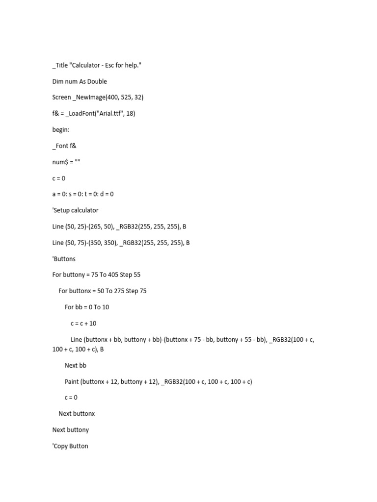 CALCULADORA EM QB64 | PDF | Trigonometric Functions | Arithmetic