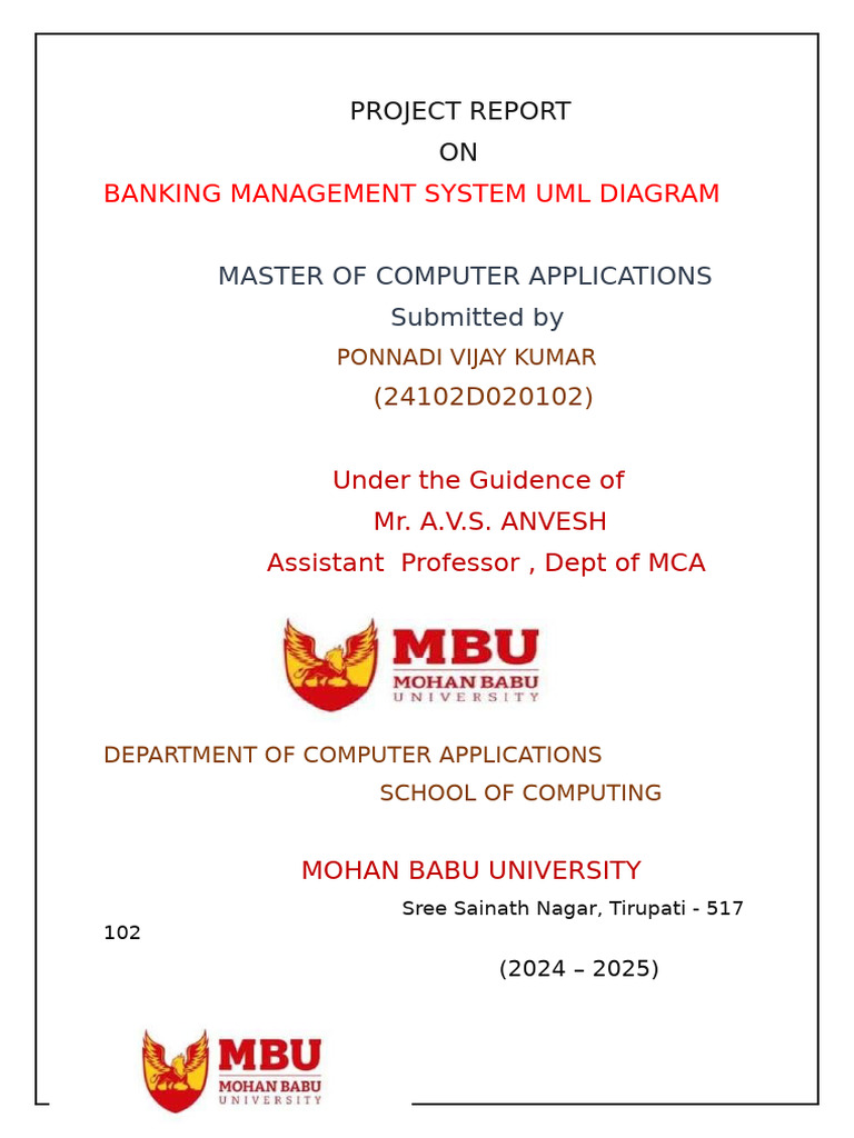 Vijays's Banking Management System Uml Diagram - Project | PDF | Use ...