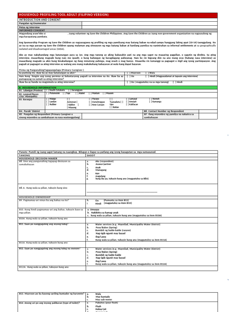 HH Profiling Tool FINAL 05092023 Long Bond Paper | PDF