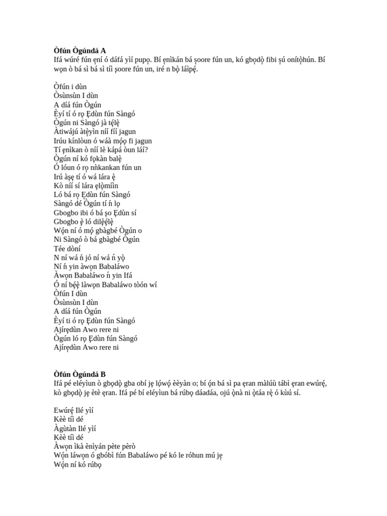 Òfún Ògúndá A-B | PDF