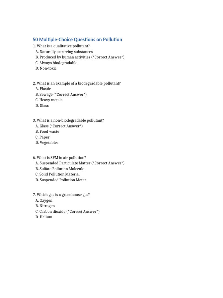 50 MCQ Pollution | PDF