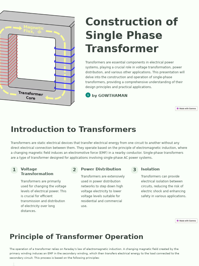 Single Phase Transformer Construction Guide | PDF | Transformer ...
