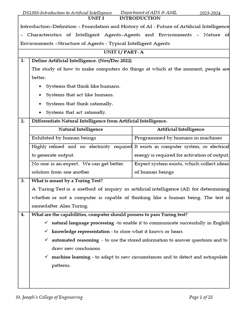 QB Previous Year | PDF | First Order Logic | Artificial Intelligence