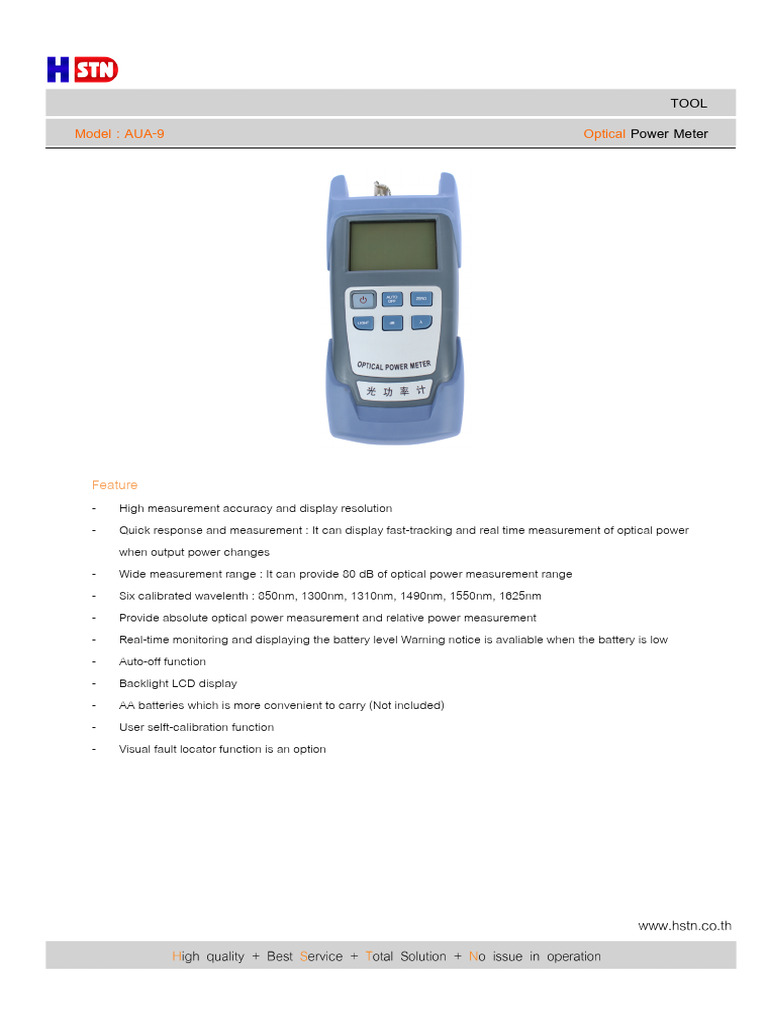 AUA 9 Optical Power Meter | PDF | Optics | Electromagnetic Radiation