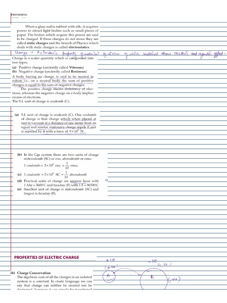 Electrostatics | PDF | Electrostatics | Electric Field Electrostatics | PDF | Electrostatics | Electric Field